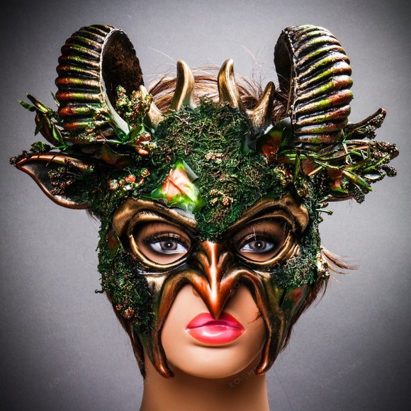 ILOVEMASKS | Accessories | Demon Forest Devil Satan W Hornes Mask Black ...